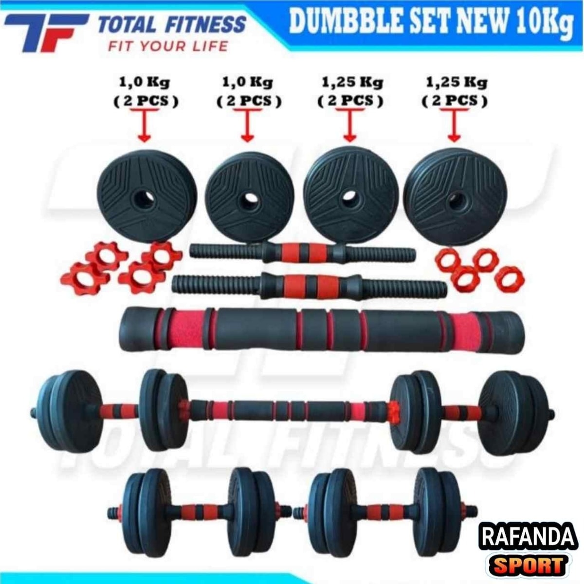 Dumbbell - Barbel Set 10Kg Pvc